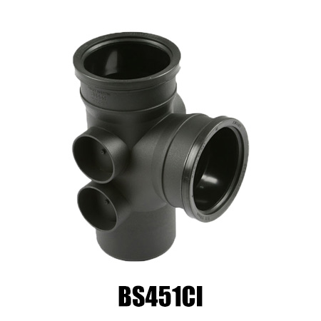 110mm Plastic Cast Iron Style Push-fit 92.5 degree Double Socket ...
