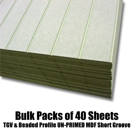 V Grooved Profiled Bulk Packs of 40 PRIMED MDF Long Groove Wall ...